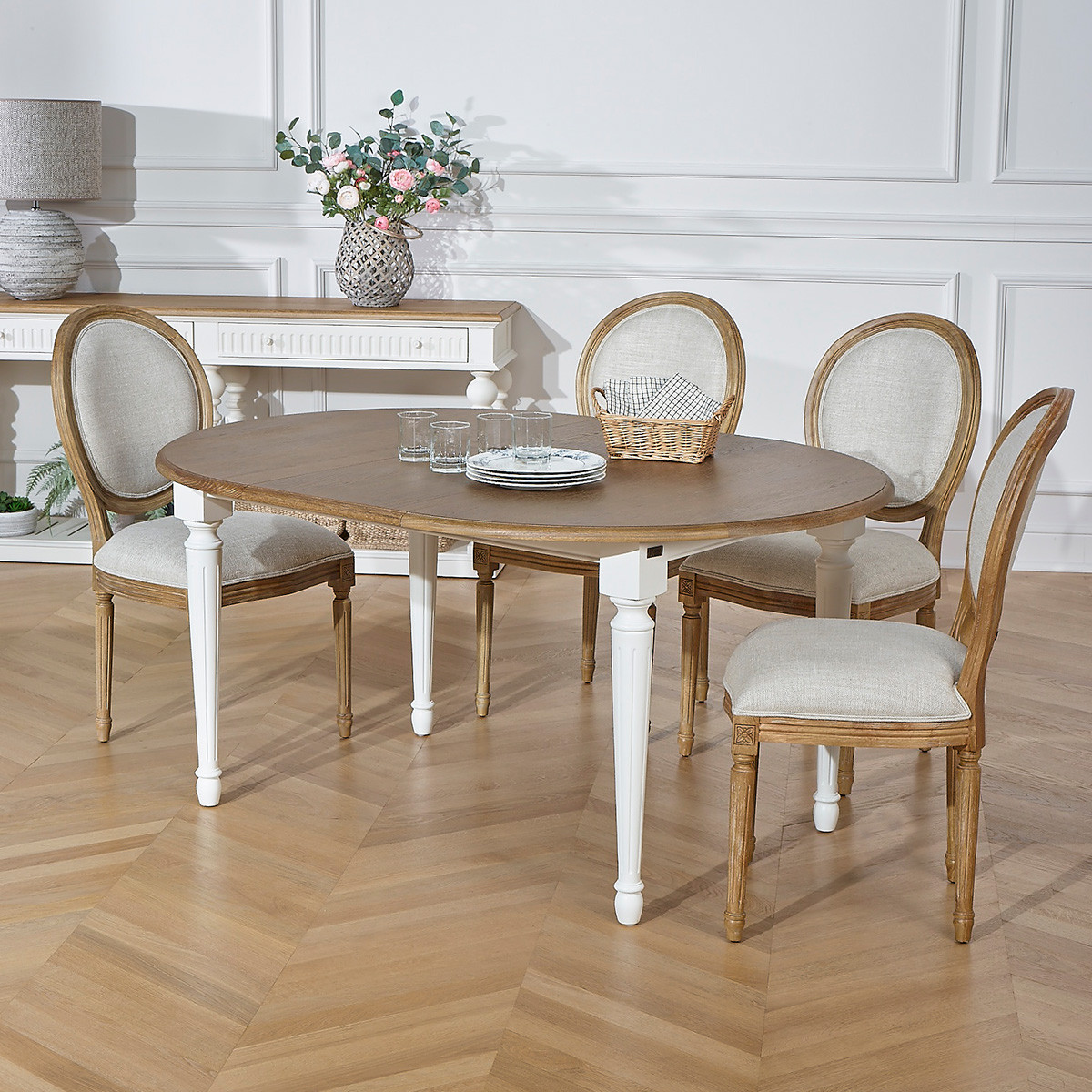 Table à manger moderne, en chêne massif, 6 à 10 personnes