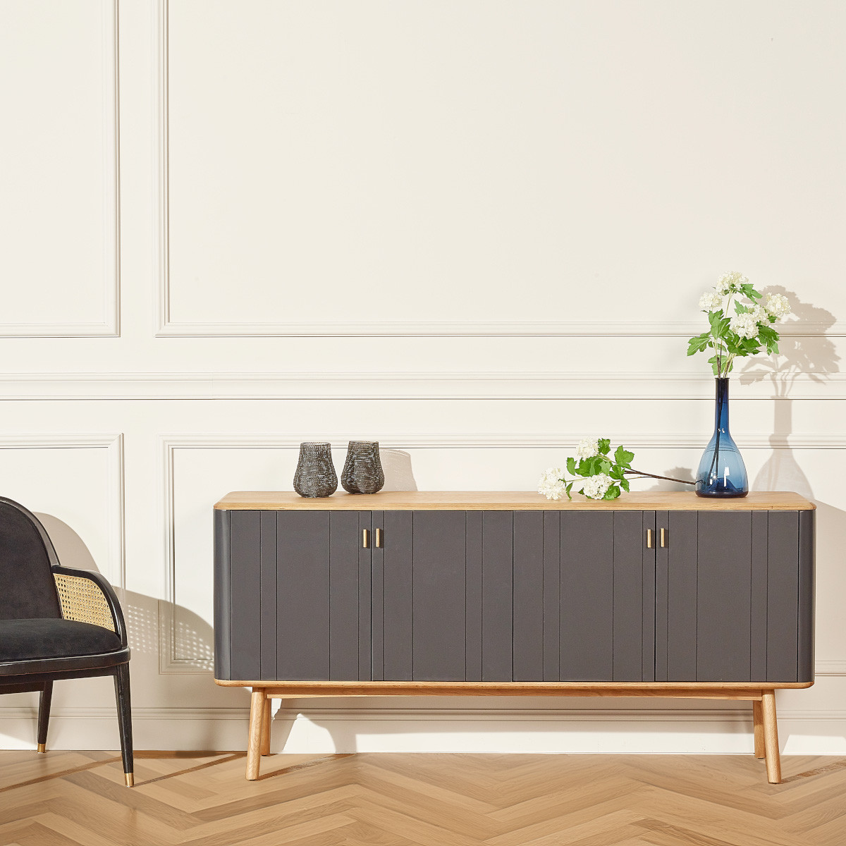 High gloss lacquered oak wood buffet KYOTO