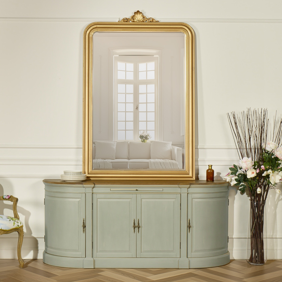 Romantic buffet, rounded doors and oak top JOSEPHINE