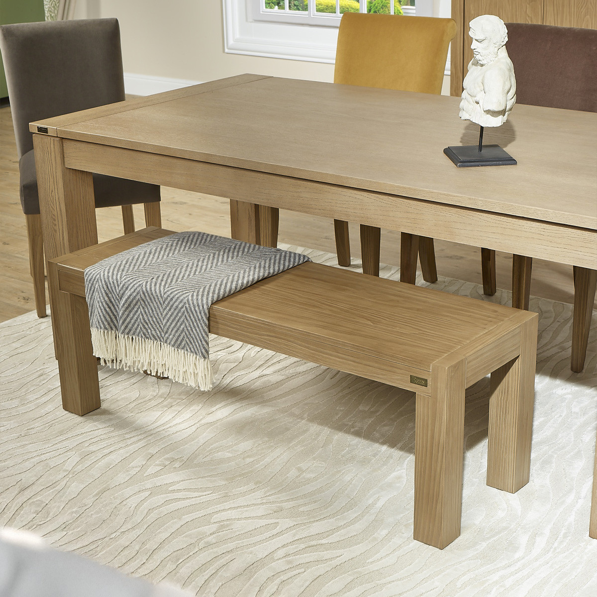 Modern style indoor wooden bench, 131 cm