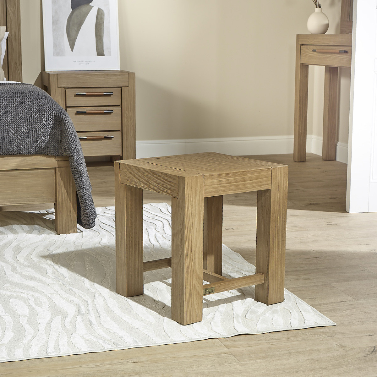 Solid wood stool in contemporary style