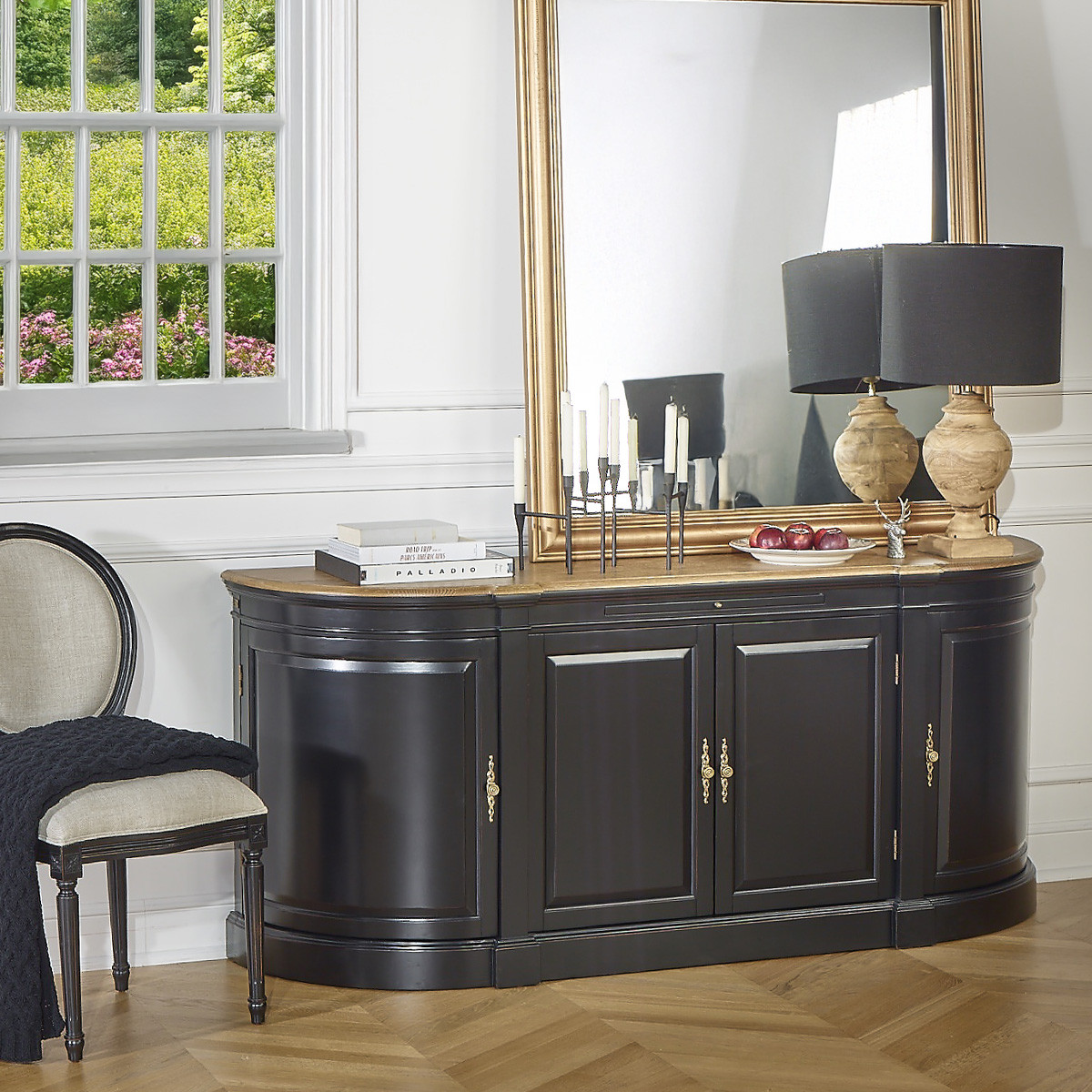 Romantic buffet, rounded doors and oak top JOSEPHINE