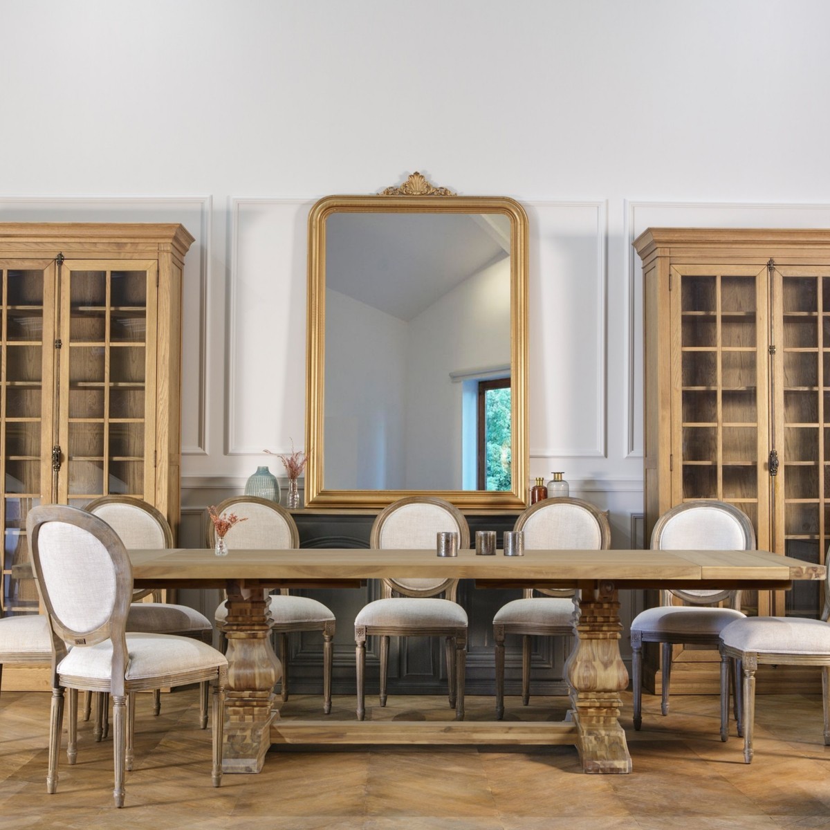 Table monastère extensible, 8 à 12 personnes, bois massif