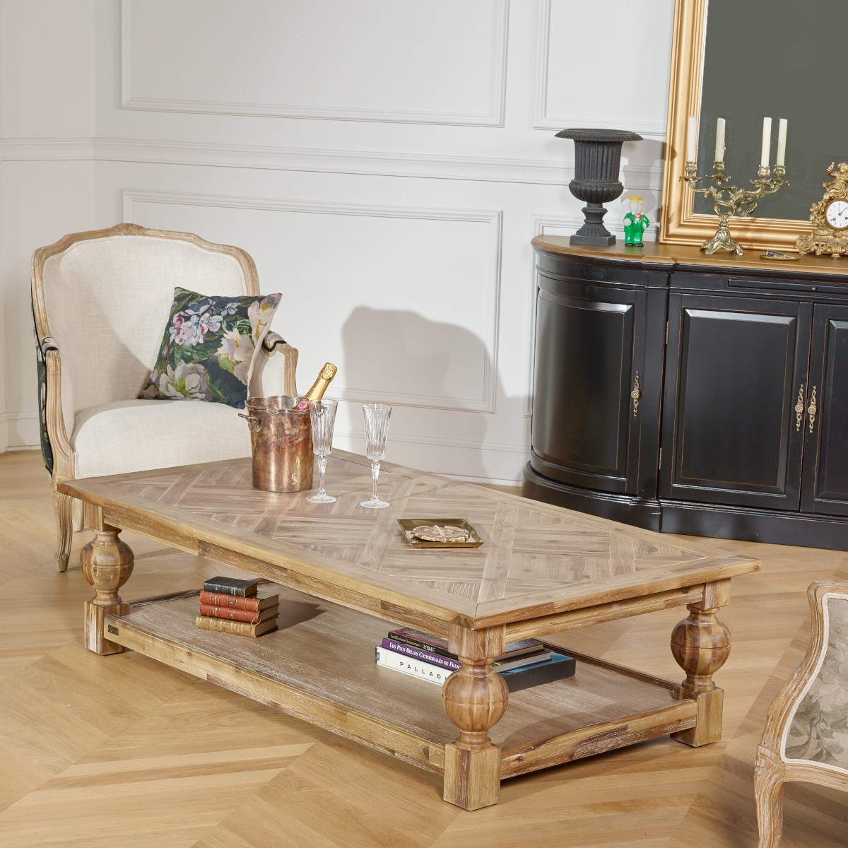 Tables basse pour salon style classique, double plateau