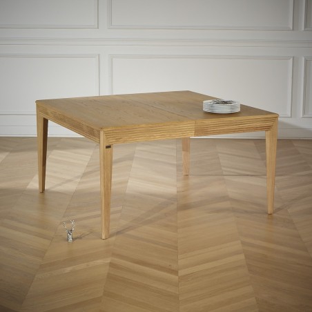 Square modern-style oak dining table for 8 people