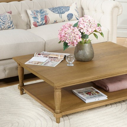 Table basse grande taille en bois massif, style romantique