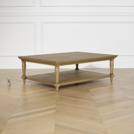 Table basse grande taille en bois massif, style romantique