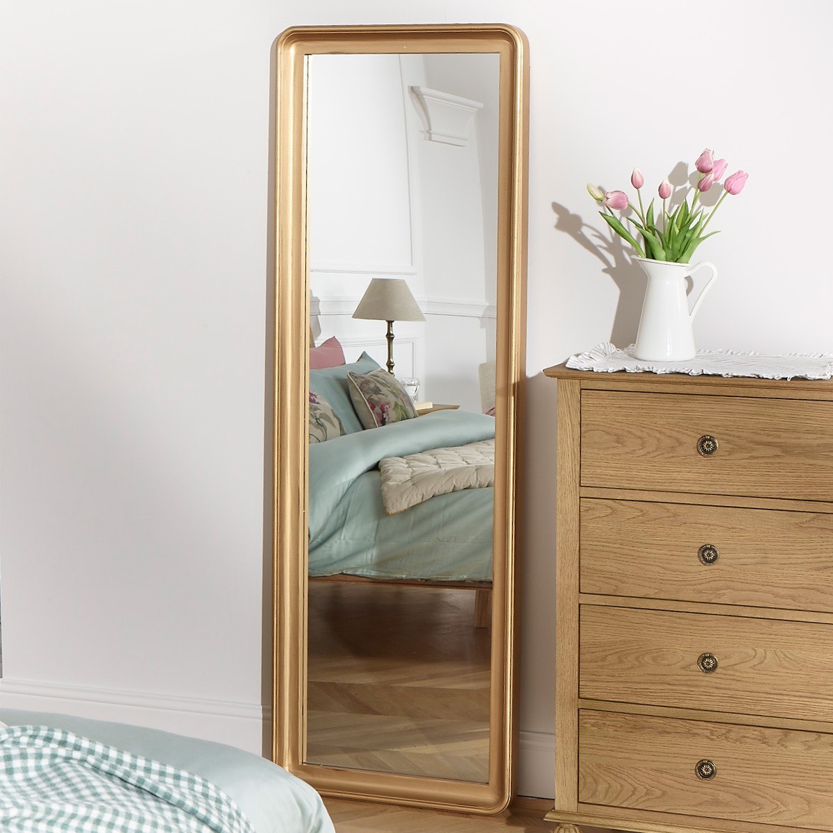 Specchio antico in legno dorato stile romantico